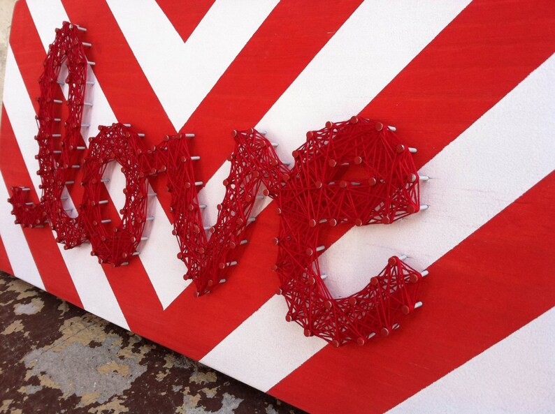 Red and White Chevron String Art Love String Art Wall Art - Etsy