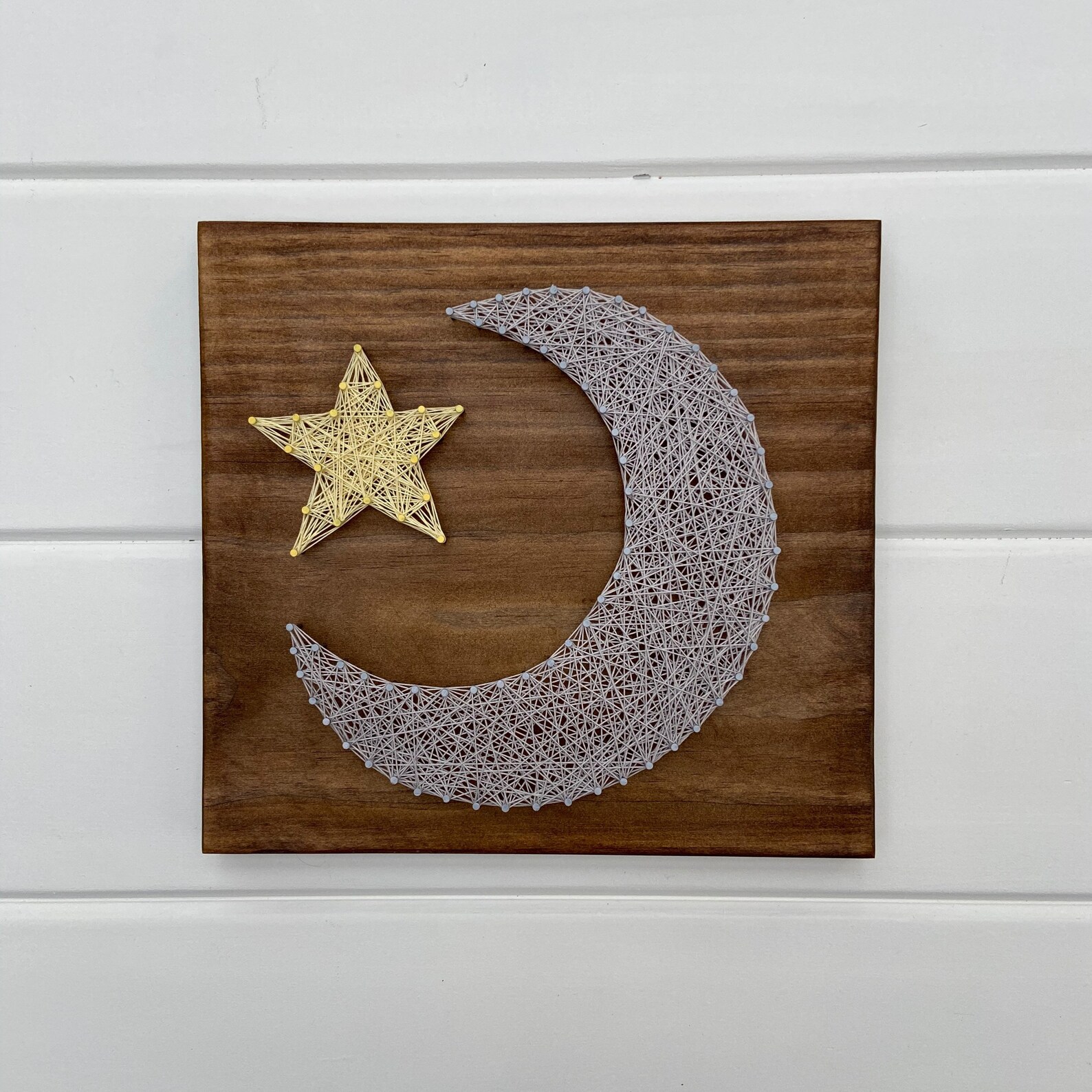 Moon and Star String Art, Wall Art, Nursery Decor, Grey Moon - Etsy