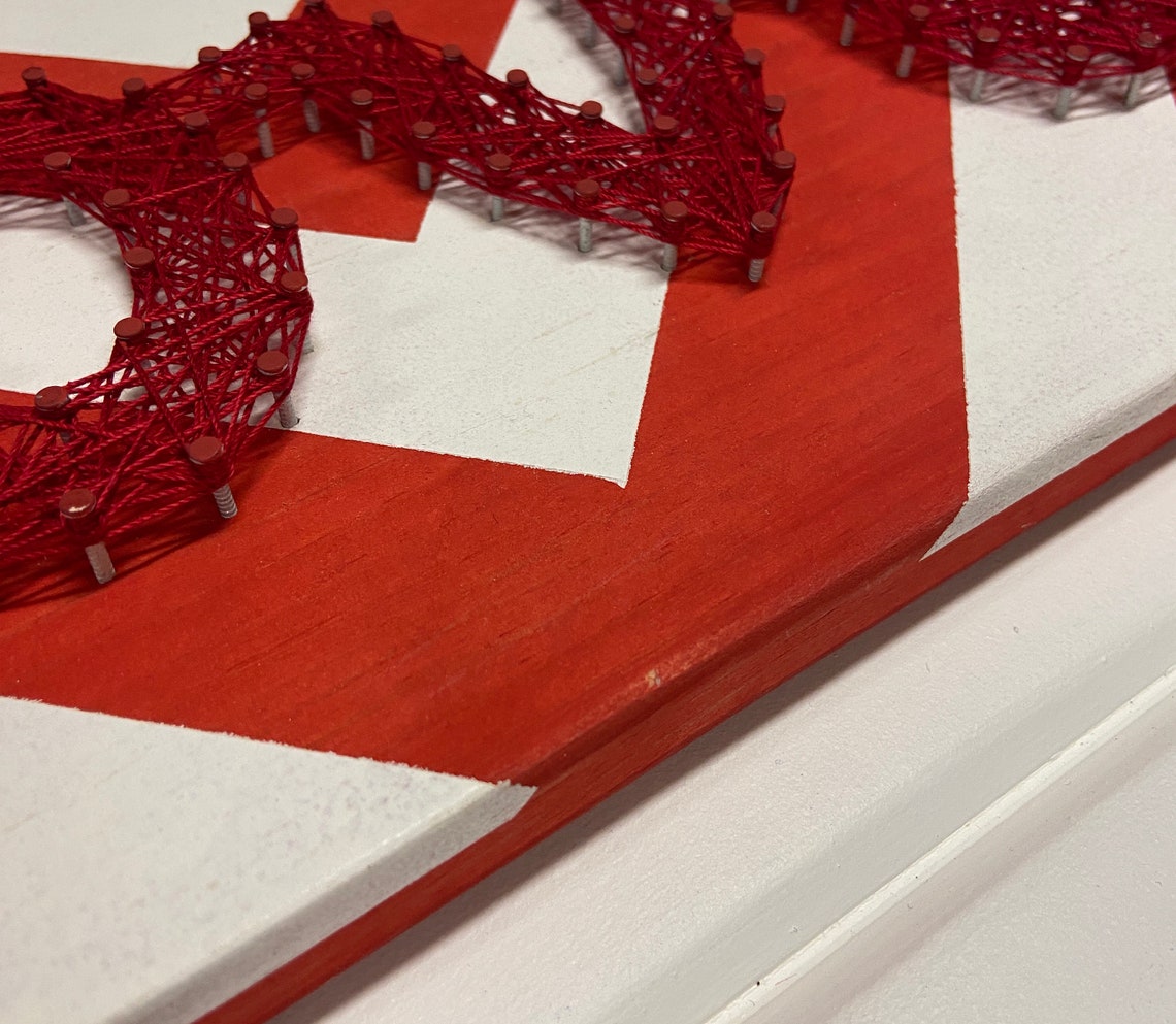 Red and White Chevron String Art Love String Art Wall Art - Etsy
