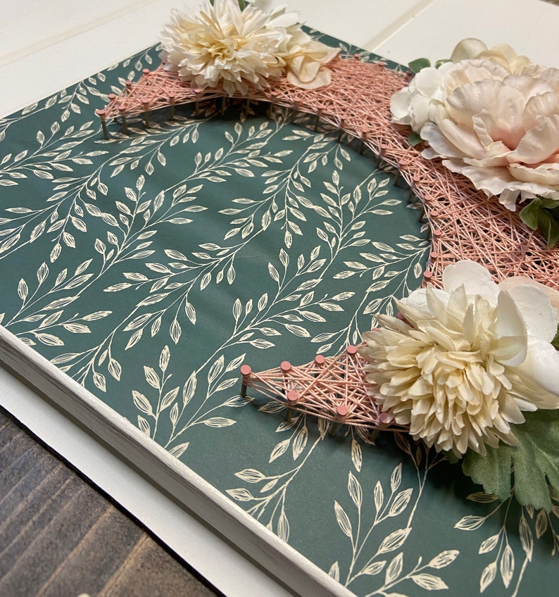 Moon String Art, Floral & Moon Art, Nursery Decor - Etsy