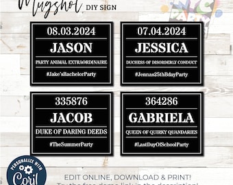 Mugshot Jail Signs, Party Props for Birthday, Retirement, Bachlorette ...