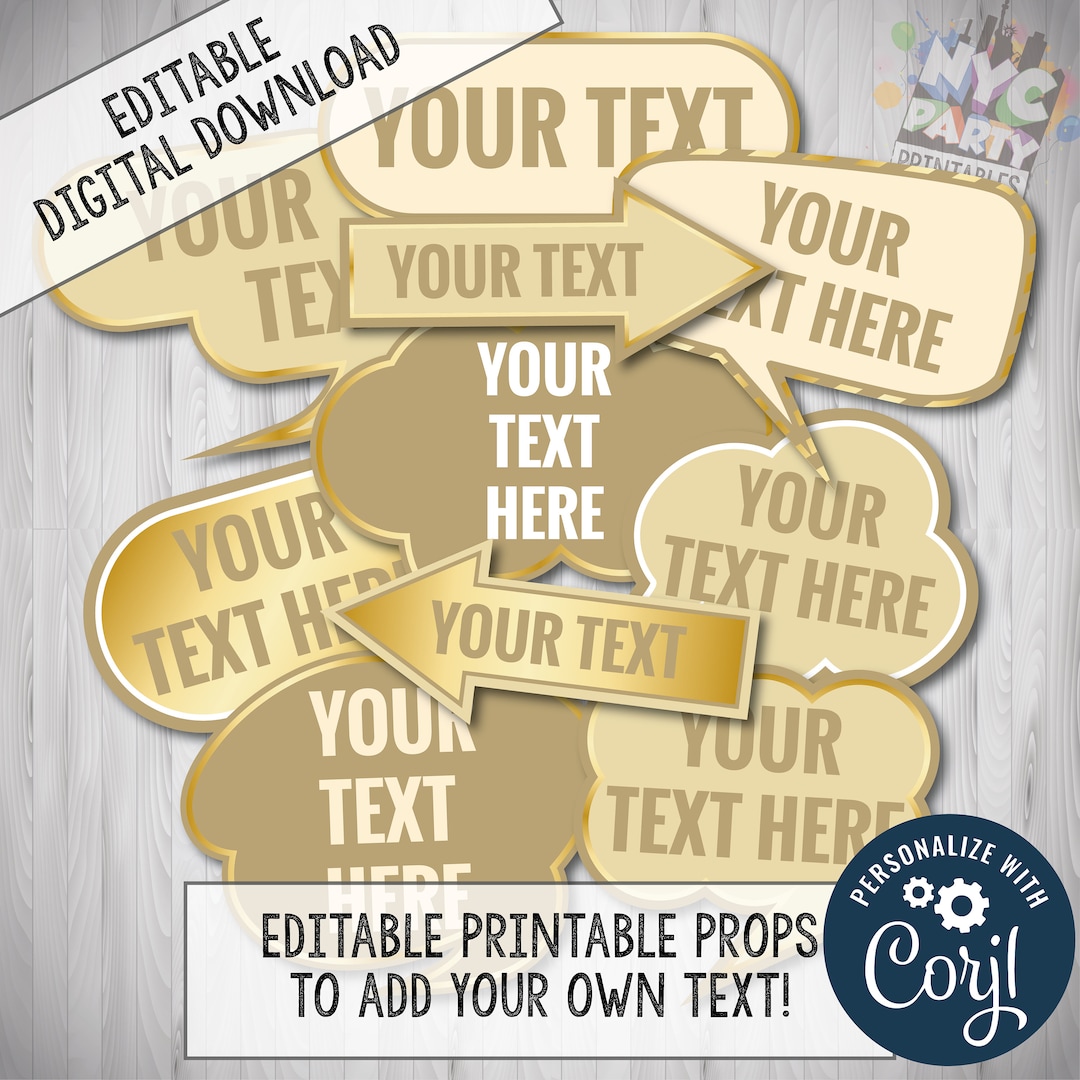 Champagne Editable Photo Booth Props, Gold Editable Props, Neutral ...