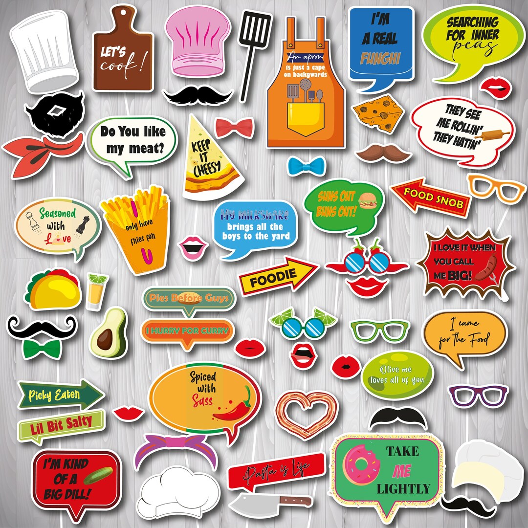 Foodie Photo Booth Props: Pizza, Tacos, Party Favors (instant Download ...