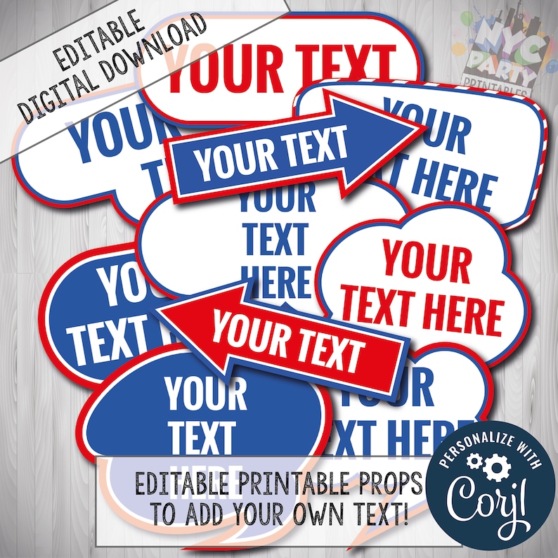 Editable 4th of July Photo Booth Props: Patriotic Party Decor (digital ...