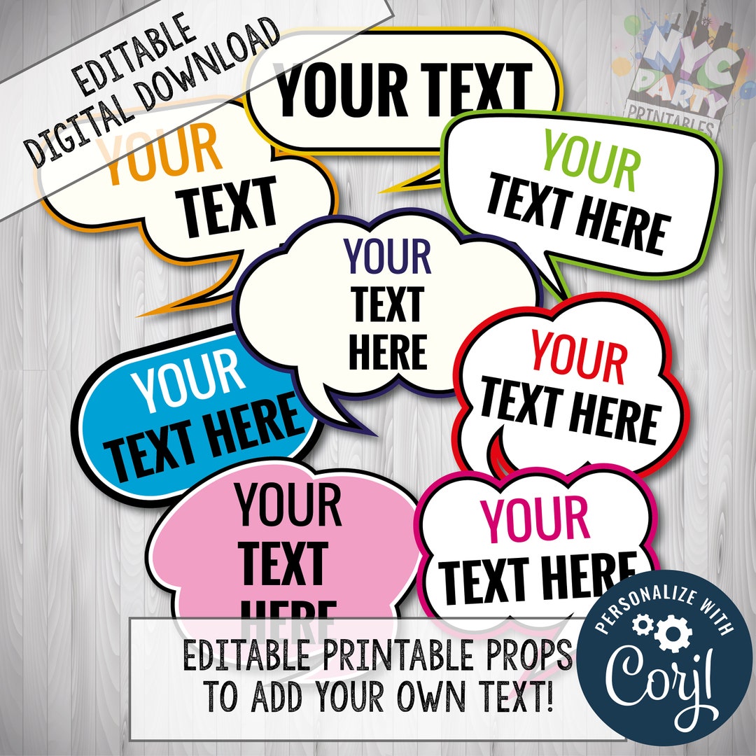Editable Photo Booth Props: Add Your Own Text (digital Download) - Etsy