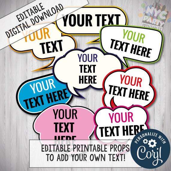 Editable Photo Booth Props, Add Your Text, Edit with CORJL, Custom ...