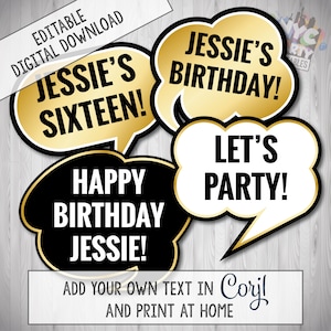 Editable Photo Booth Props, Custom Photo Booth Props, CORJL, Editable ...