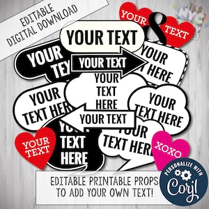 Wedding Props, Editable Photo Booth Props, Edit With CORJL, Custom ...