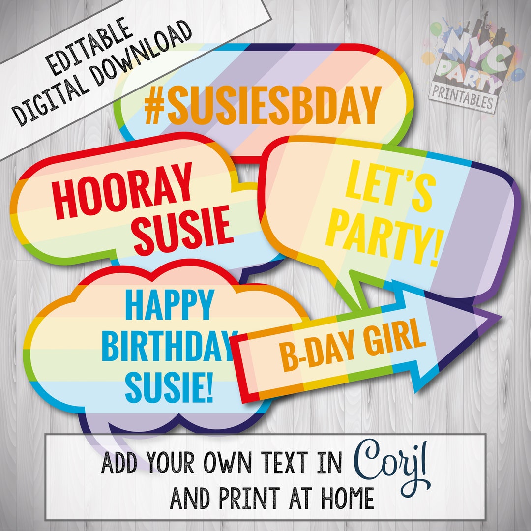 Rainbow Props, Pride Editable Rainbow Props, Rainbow Birthday, Rainbow ...