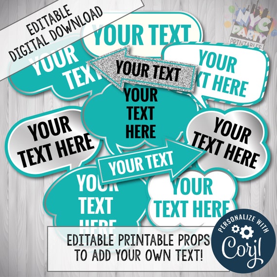 Editable Photo Booth Props, Breakfast at Tiffany's, Tiffany Blue, Edit ...