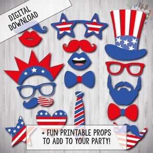 Editable 4th of July Photo Booth Props: Patriotic Party Decor (digital ...
