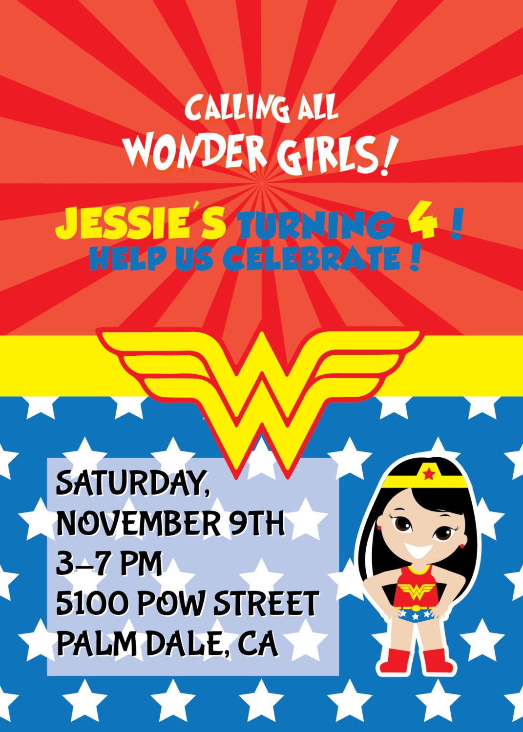 Wonder Woman Party Wonder Woman Birthday Invitation Wonder - Etsy