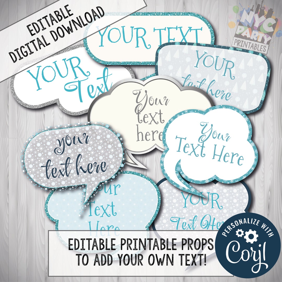 Editable Photo Booth Props, Edit With Corjl, Winter Wonderland, Custom ...