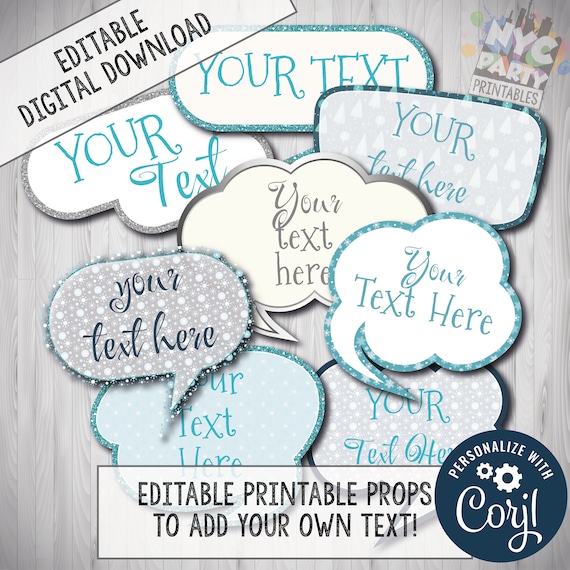 Editable Photo Booth Props, Edit with Corjl, Winter Wonderland, Custom ...