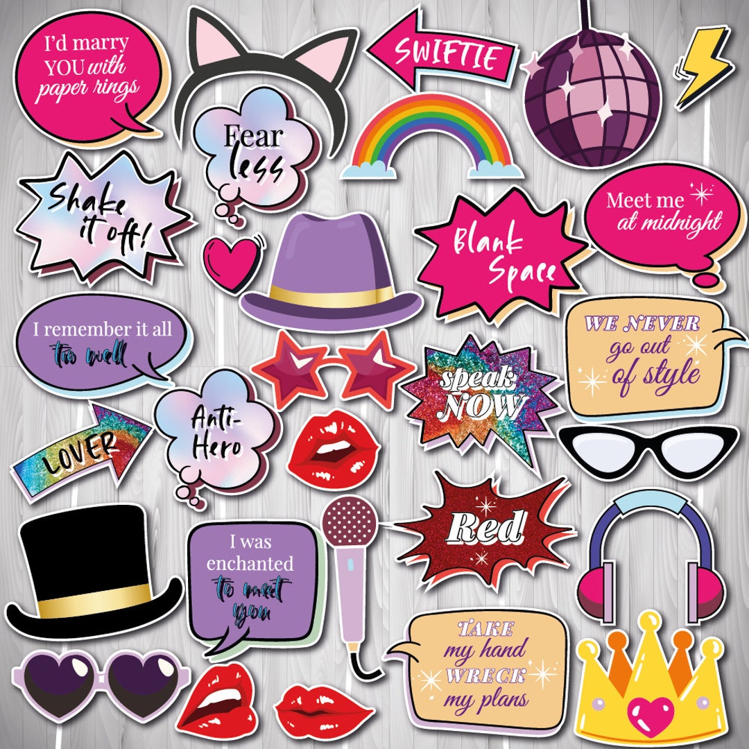 Taylor Swift Photo Booth Printable Props - Taylor Swift Props, Instant ...