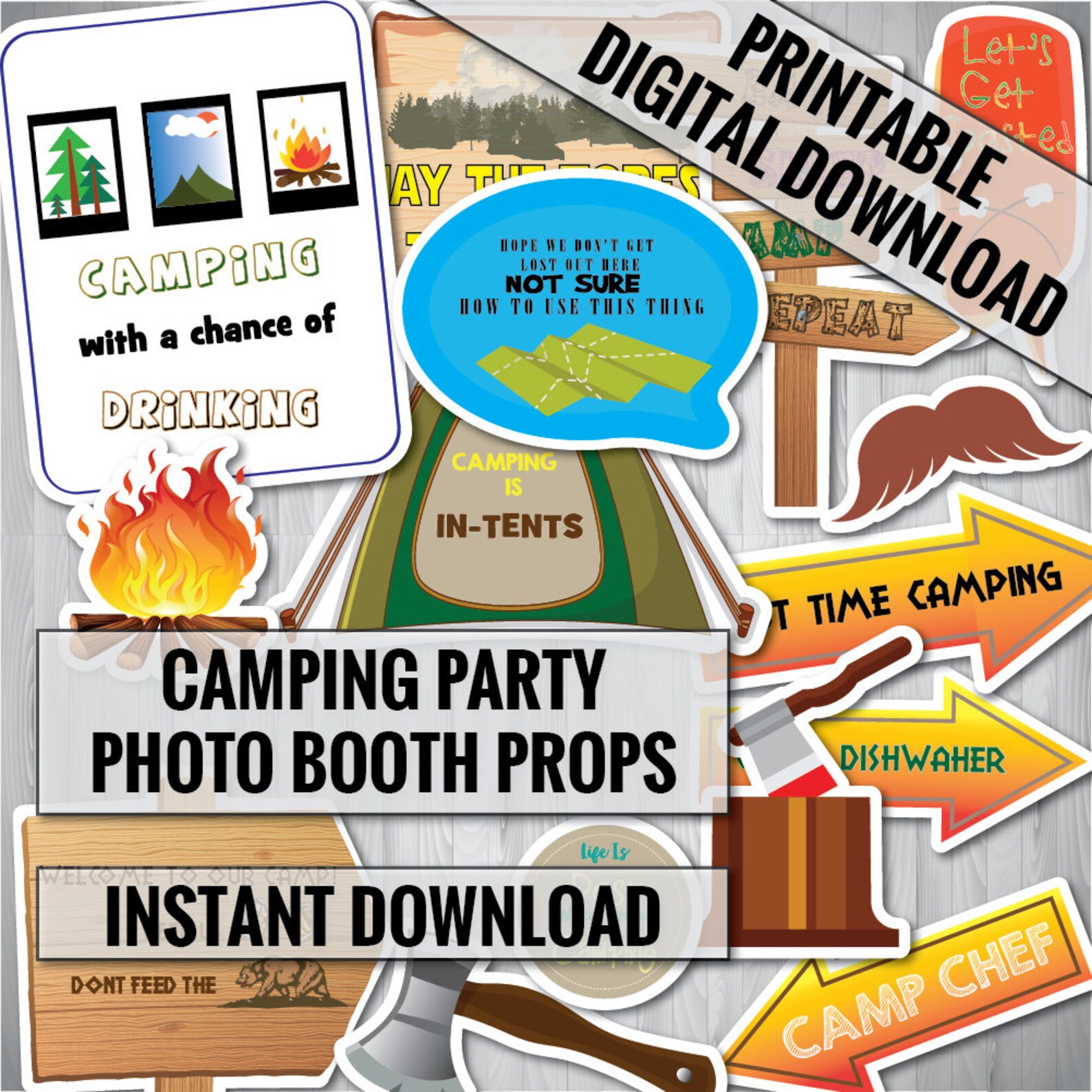 Camping Photo Booth Props Camping Party Glamping Photo Booth - Etsy