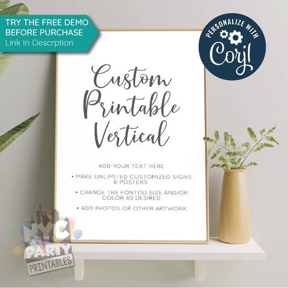 Event Sign, Editable Digital Template, Party Poster - 6 Sizes- Wedding ...