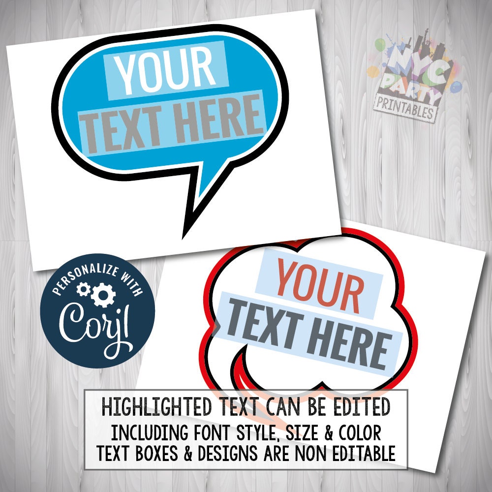 Editable Photo Booth Props: Add Your Own Text (digital Download) - Etsy