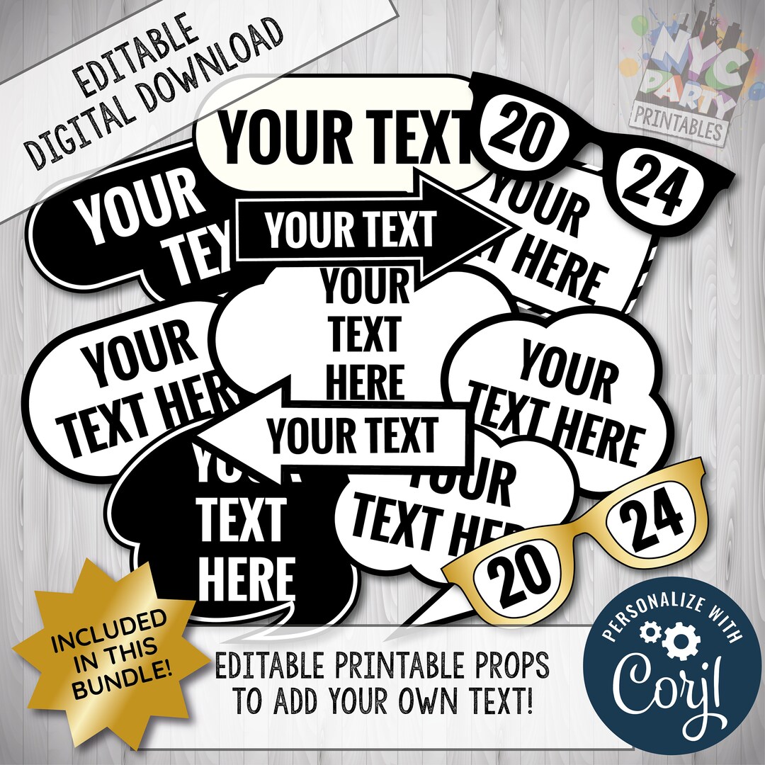 Graduation Photo Booth Props, Graduate, Editable Graduation Photo Booth ...