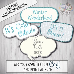 Editable Winter Photo Booth Props: Snowflake Party Decor (digital ...