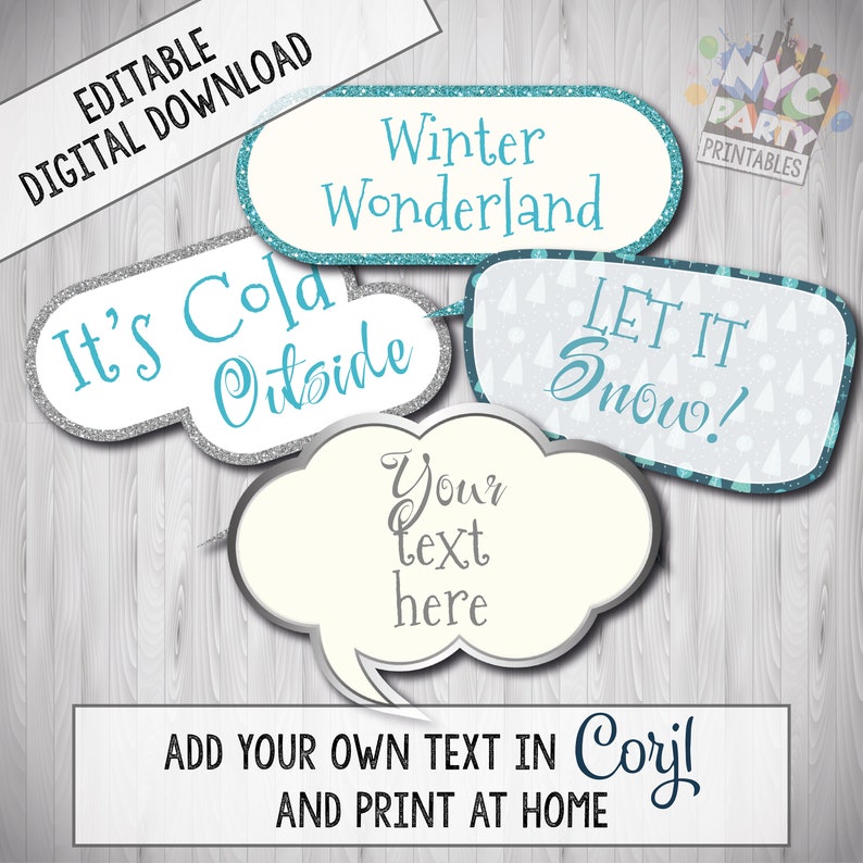 Editable Photo Booth Props Edit With Corjl Winter - Etsy