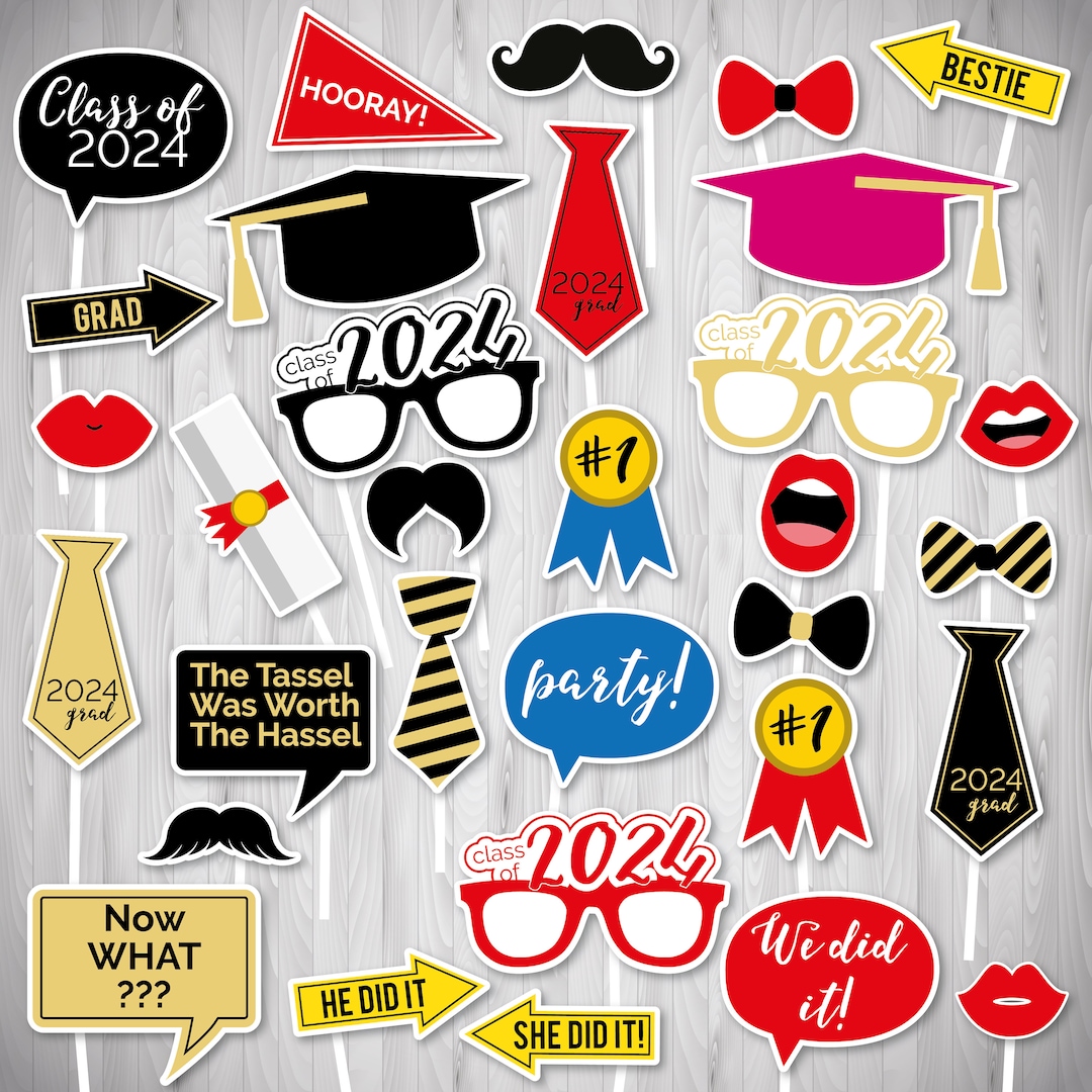 2024 Graduation, 2024 Photo Booth Props, Graduation Props, 2024 Grad ...