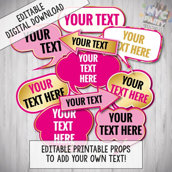 Editable Photo Booth Props, Edit with CORJL, Custom Photo Booth Props ...