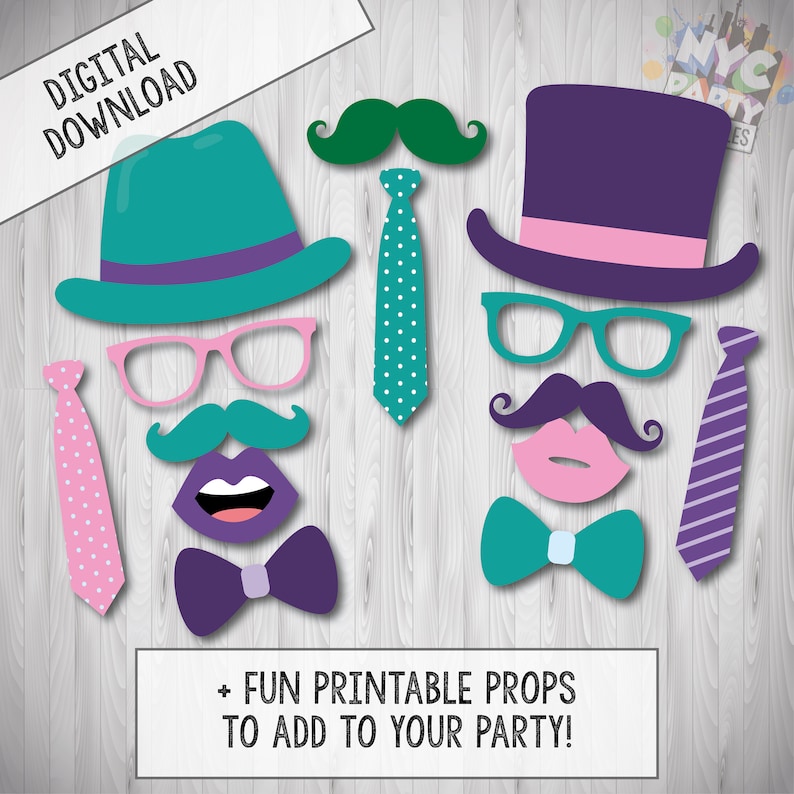 Editable Photo Booth Props: DIY Party Fun (printable, CORJL Edit, Bonus ...