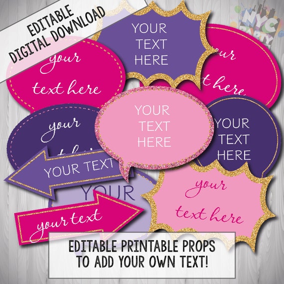Editable Photo Booth Props, Edit with CORJL, Custom Photo Booth Props ...