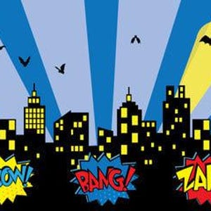 Superhero Backdrop, Superhero Party, Super Hero Backdrop, Superhero Photo Booth Backdrop ...