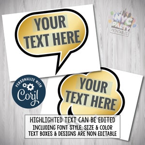 Editable Photo Booth Props, Custom Photo Booth Props, CORJL, Editable ...