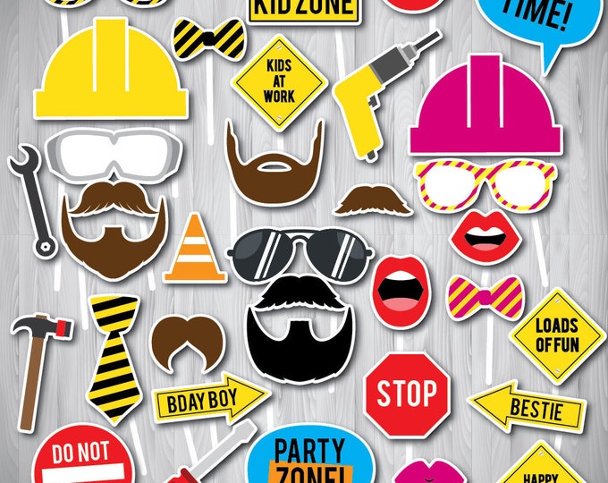 Construction and Tools Photo Booth Props - Perfect for a Themed ...