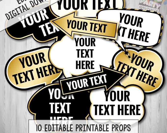 Editable Photo Booth Props, Custom Photo Booth Props, Editable Props ...