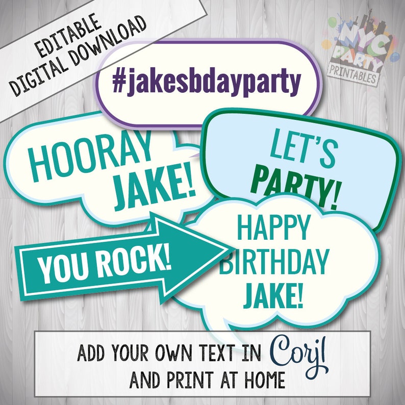 Editable Photo Booth Props Edit With CORJL Custom Photo - Etsy