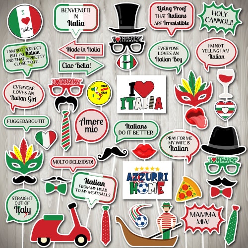 35 Italian Photo Booth Props Italy Themed Party Props Love - Etsy