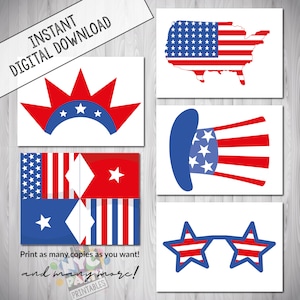 Editable 4th of July Photo Booth Props: Patriotic Party Decor (digital ...