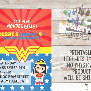 Wonder Woman Party, Wonder Woman Birthday Invitation, Wonder Woman ...