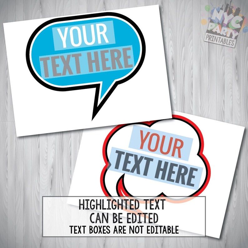 Editable Photo Booth Props: DIY Text Bubbles (digital Download) - Etsy