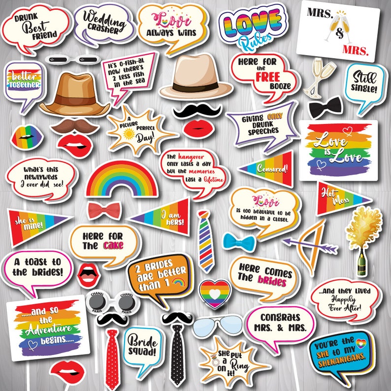 Lesbian Wedding Photo Booth Props: Pride Celebration (digital Download ...
