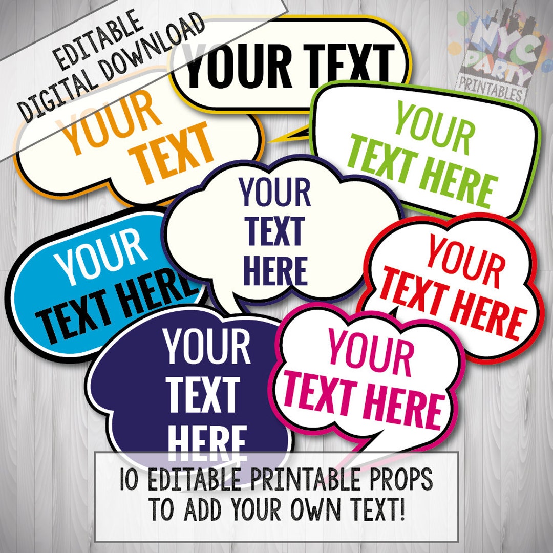 Photobooth Props, Photo Booth Props, Editable Photo Booth Props, Custom ...