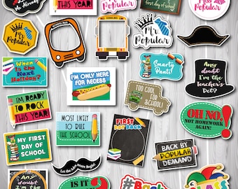 Pre-k Kindergarten Back to School Photo Booth Props, First Day of ...