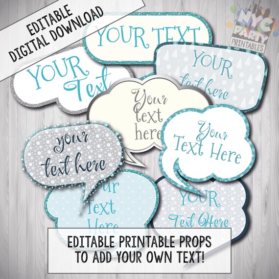 Editable Photo Booth Props, Edit with Corjl, Winter Wonderland, Custom ...