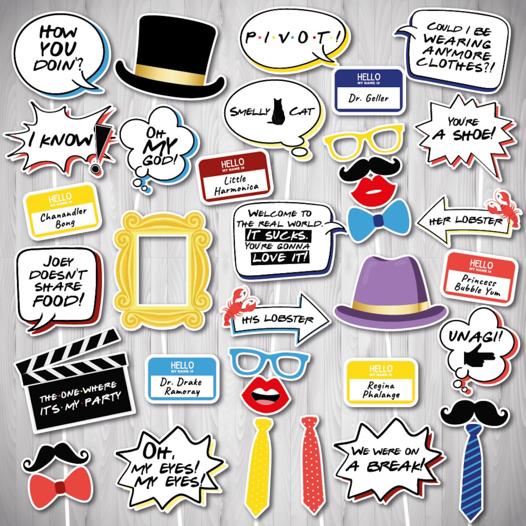 Friends TV Show Photo Booth Props With Sign (digital Download) - Etsy