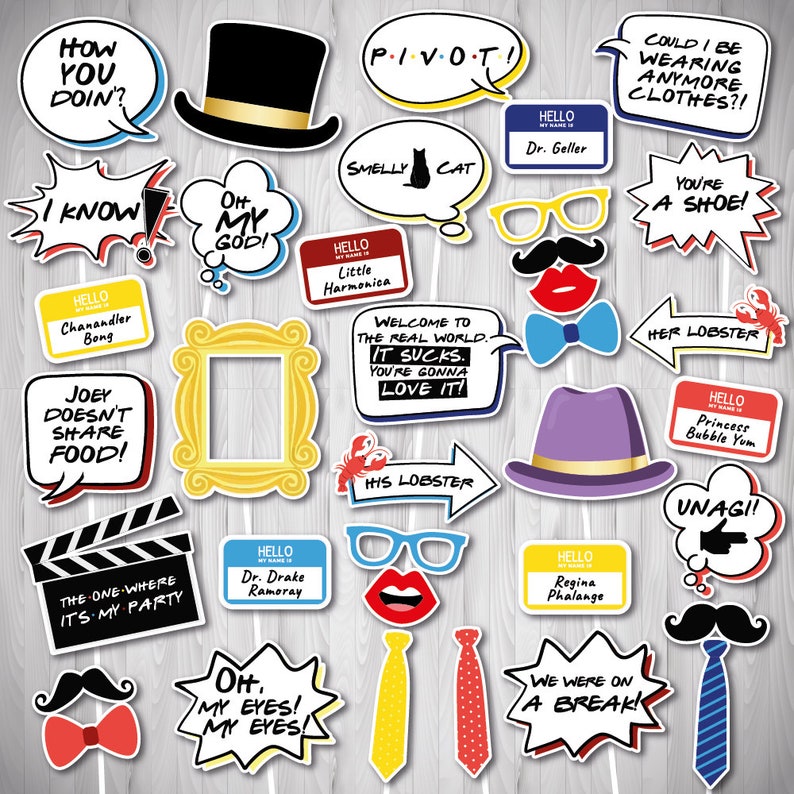 Friends TV Show Photo Booth Props With Sign (digital Download) - Etsy