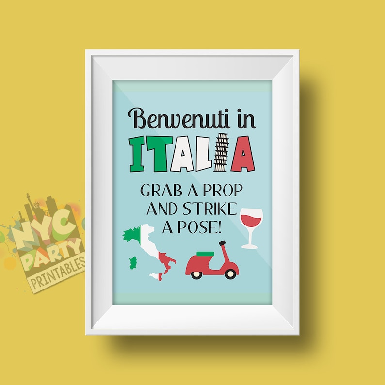 Italian Photo Booth Props: Italy Party Decorations (digital Download ...