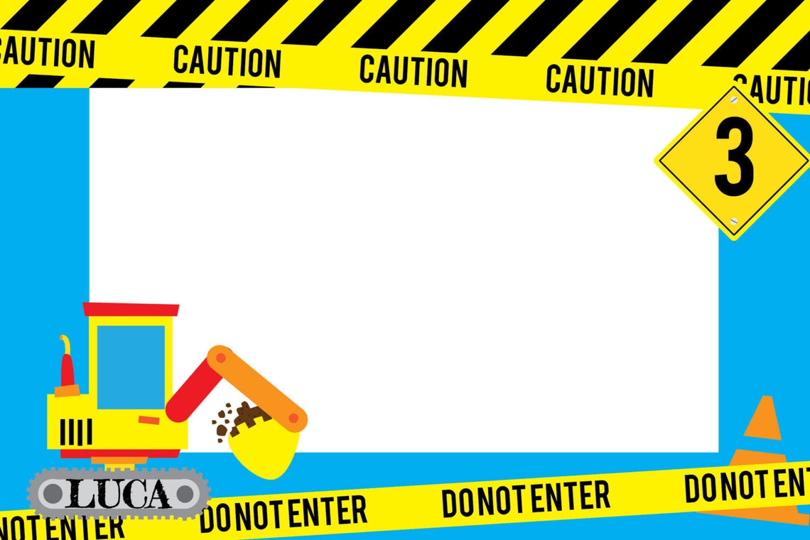 Construction Party Photo Booth Frame Printable Photobooth - Etsy