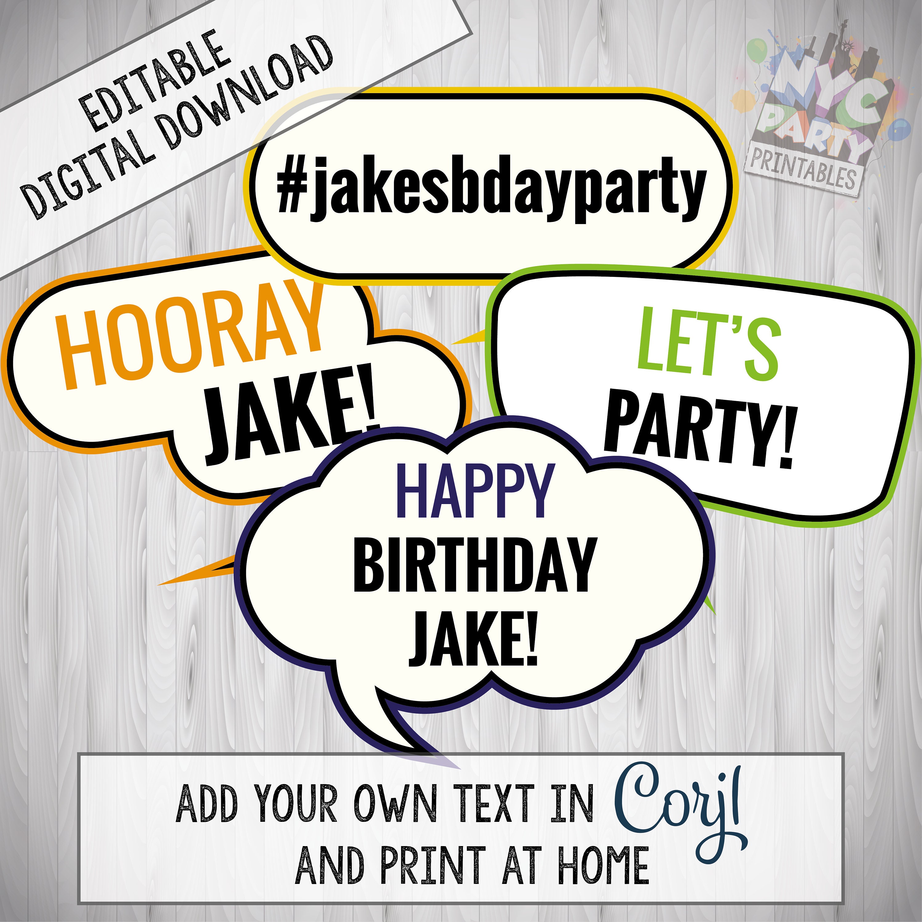 Editable Photo Booth Props: Add Your Own Text (digital Download) - Etsy