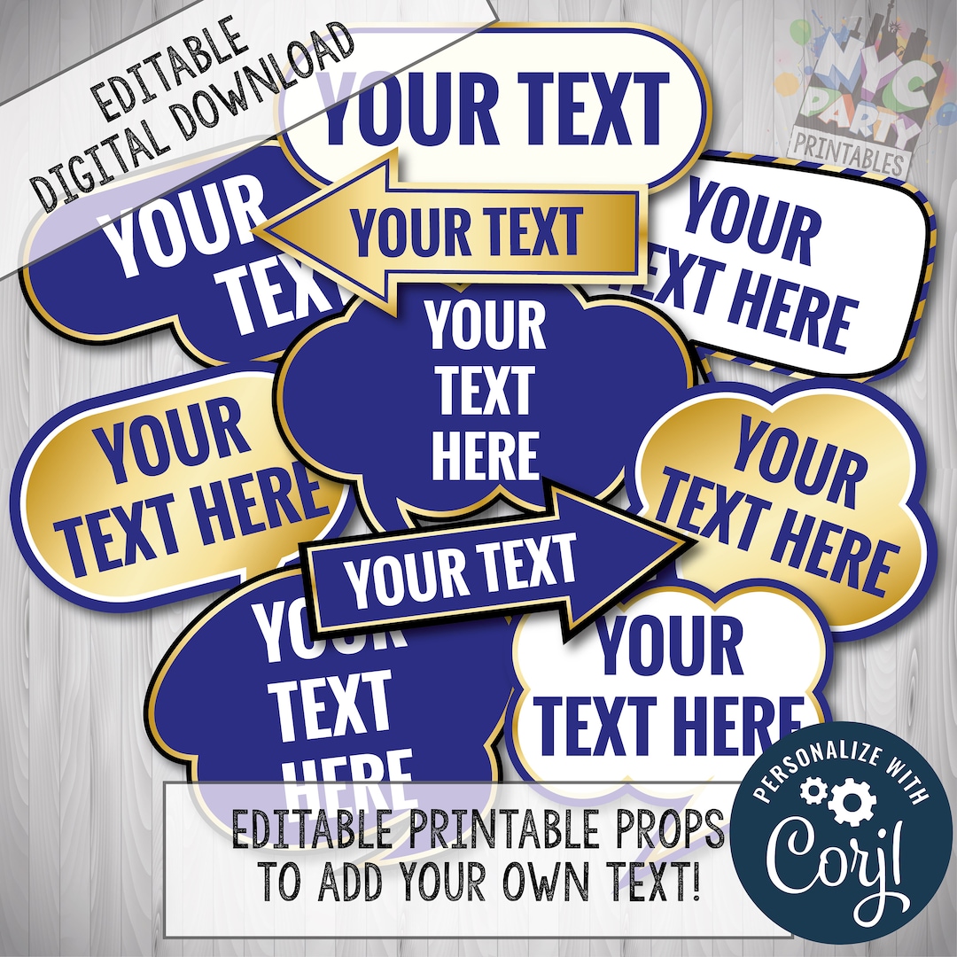 Editable Photo Booth Props, Royal Blue Photo Booth Props,navy Blue ...