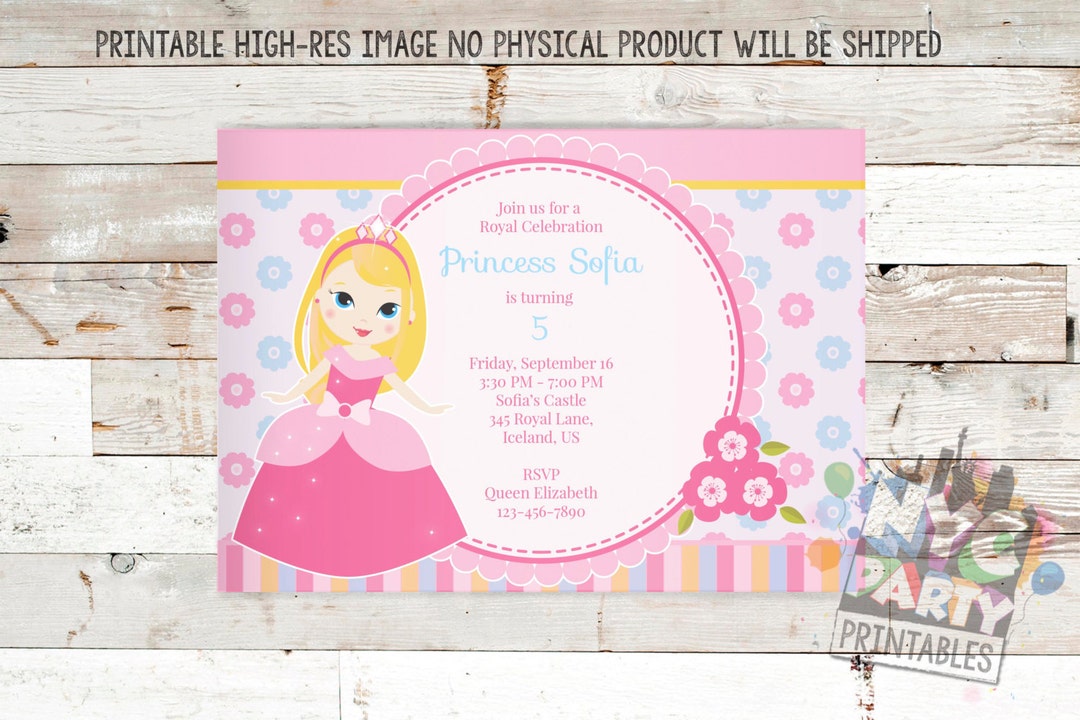 Princess Birthday Invitation, Princess Party, Girl Birthday Party, Girl ...