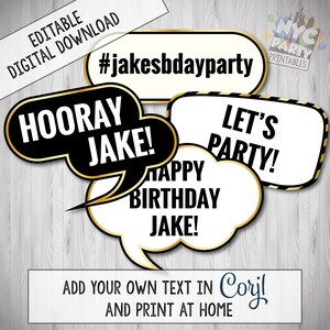 Editable Photo Booth Props, Custom Photo Booth Props, CORJL, Editable ...